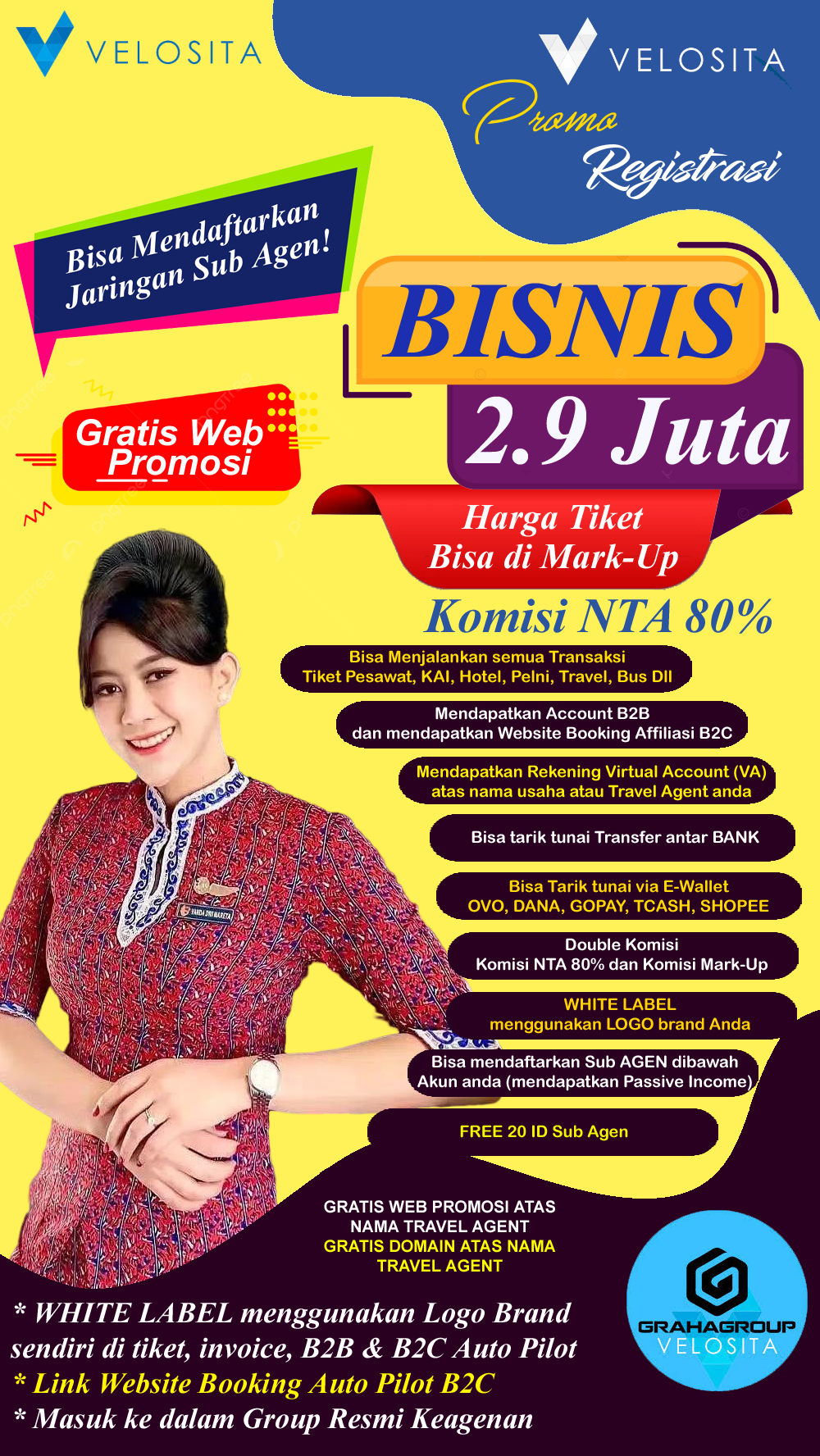 PAKET KEAGENAN – Peluang Bisnis Tour Travel Agen Tiket Pesawat Online Resmi Velosita